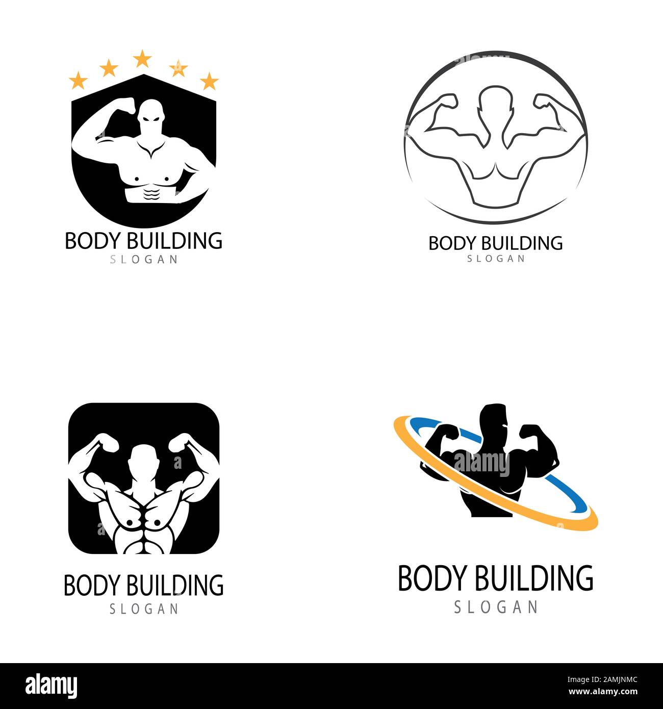 symbol, gym, template, badge, strong, design, muscle, element, emblem ...