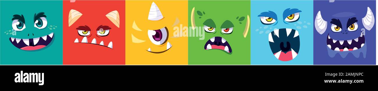set of colorful alien monsters vector illustration design Stock Vector ...