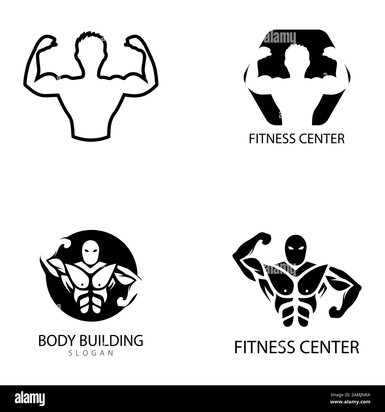 symbol, gym, template, badge, strong, design, muscle, element, emblem ...
