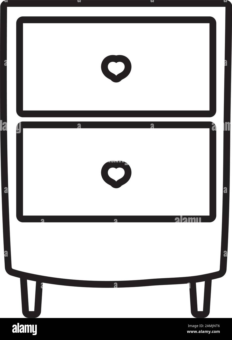 bedside table furniture drawers decoration vector illustration Stock ...