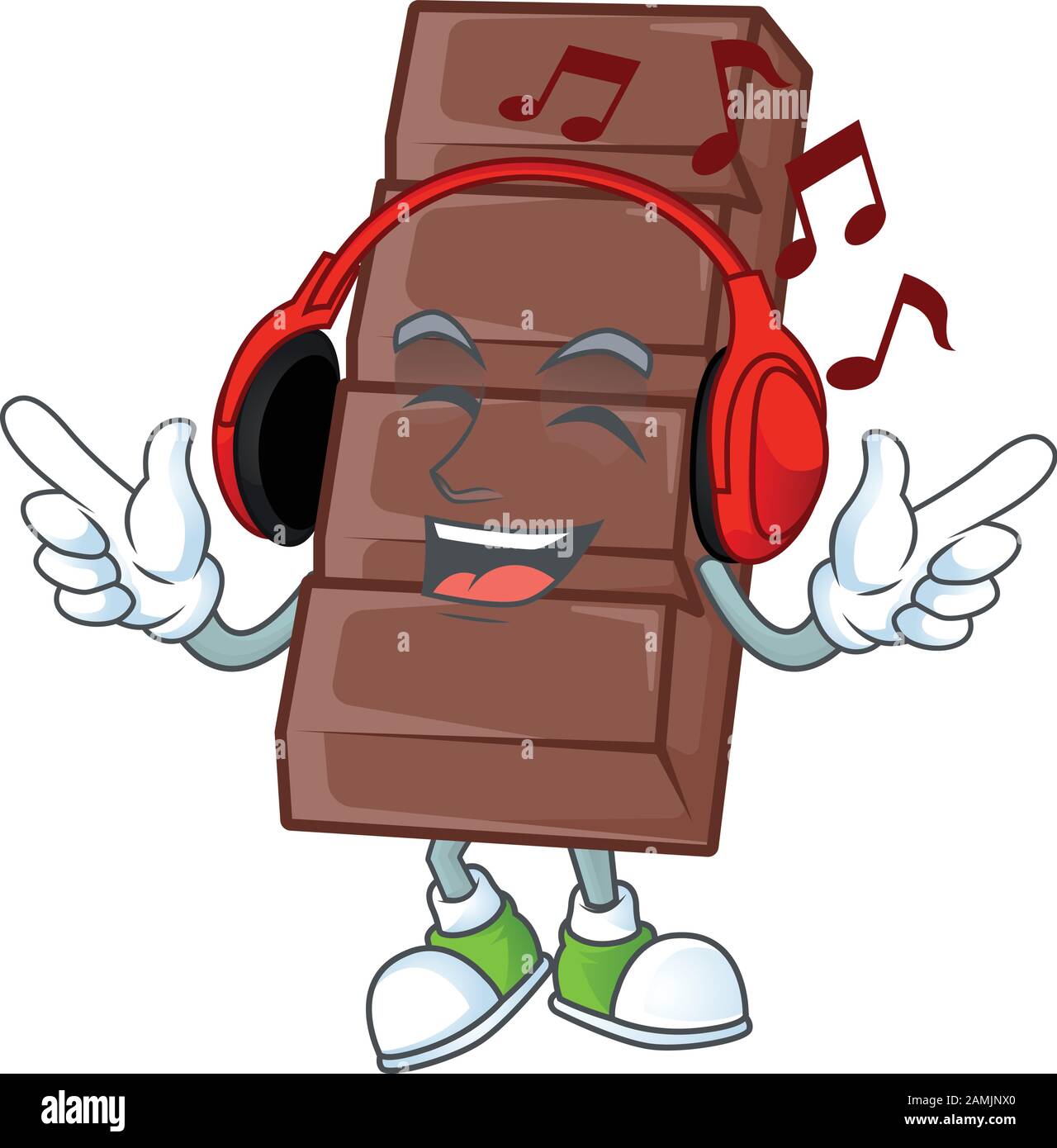 Listening music chocolate bar mascot cartoon character design Stock ...