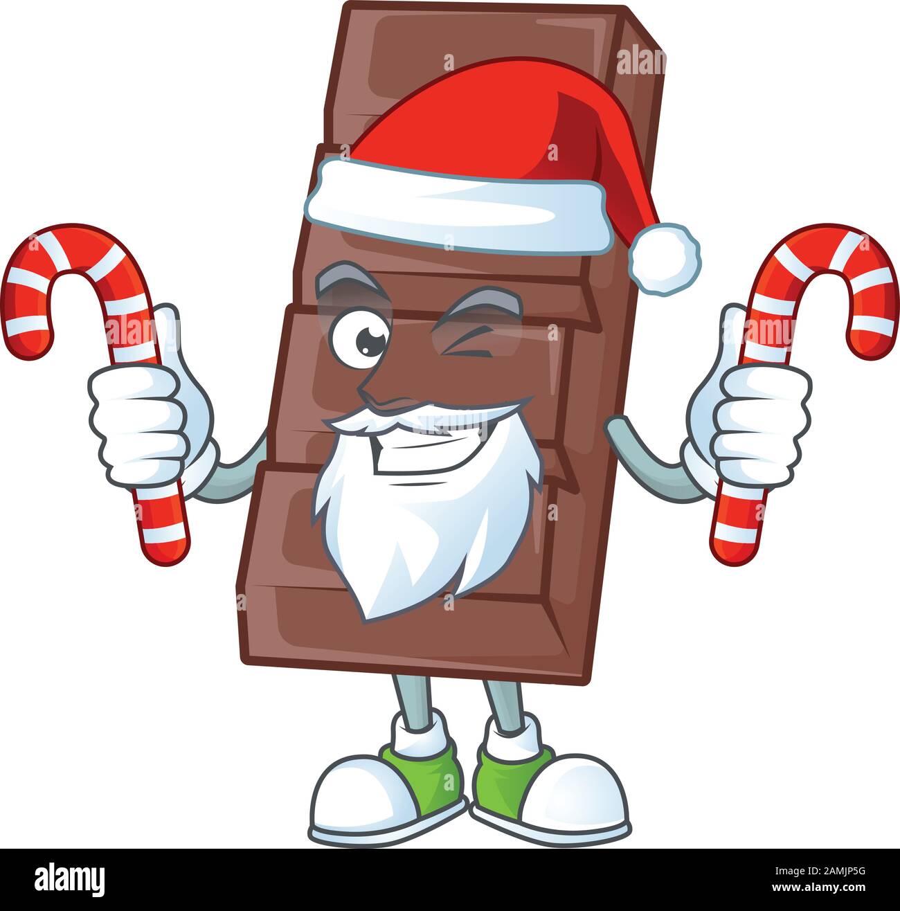 Chocolate bar Cartoon character in Santa costume with candy Stock ...