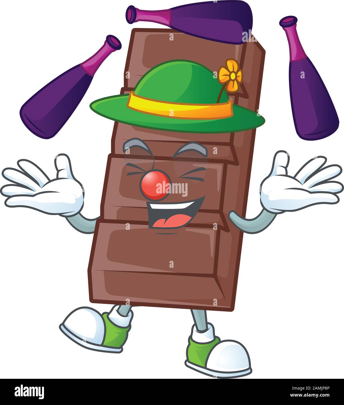 Smart chocolate bar cartoon character design playing Juggling Stock ...