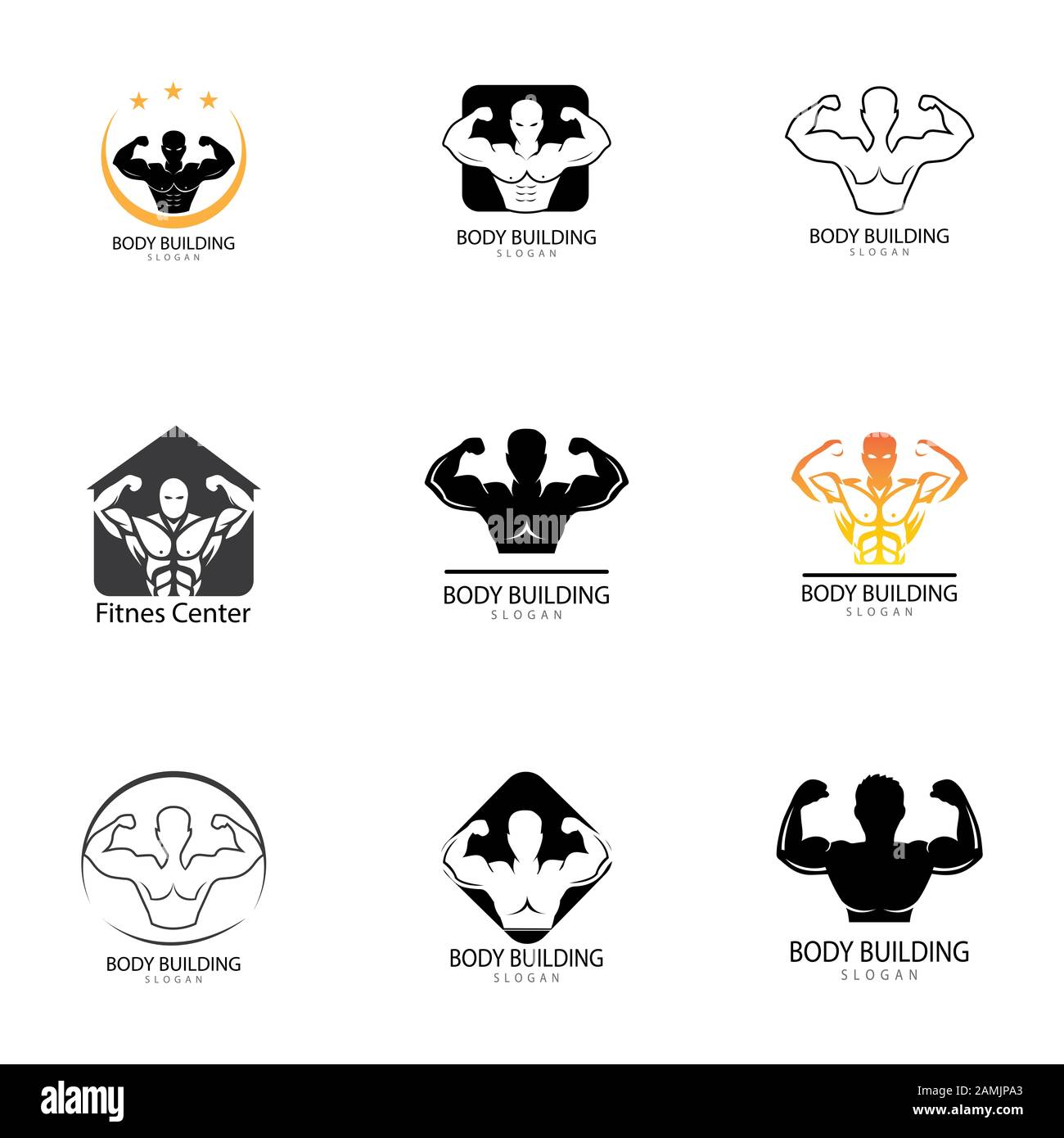symbol, gym, template, badge, strong, design, muscle, element, emblem ...