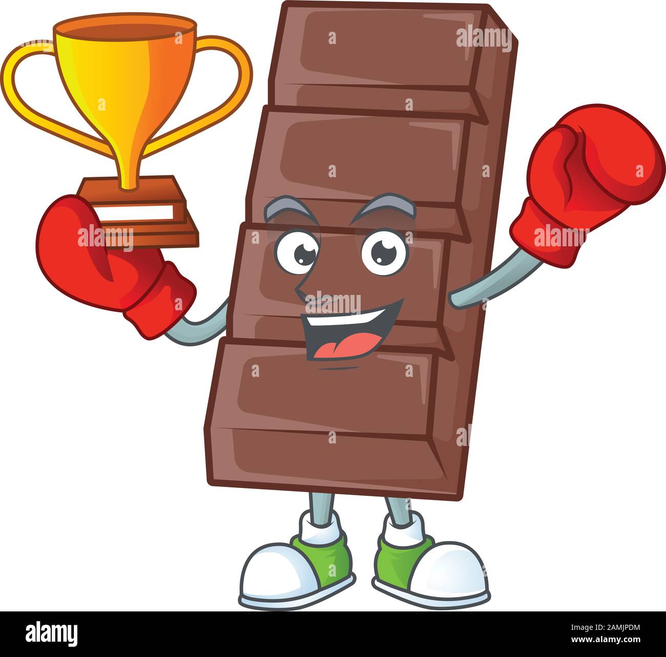 fantastic Boxing winner of chocolate bar in mascot cartoon style Stock ...