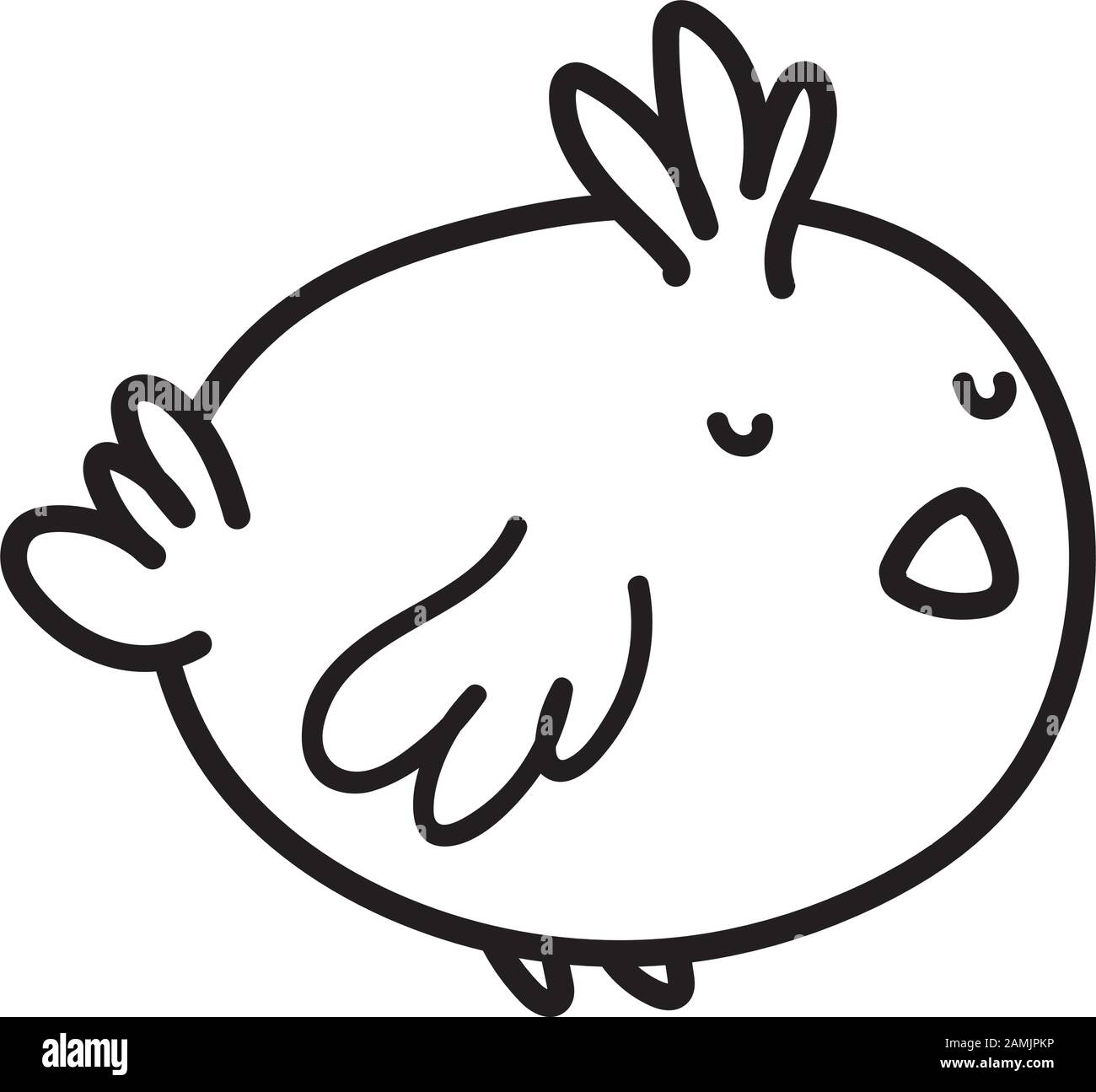 cute little chicken bird animal icon on white background vector ...