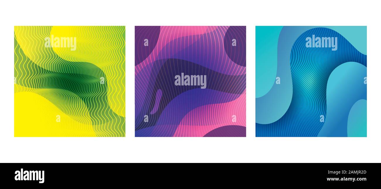 set of waves background, geometric figures vector illustration design ...