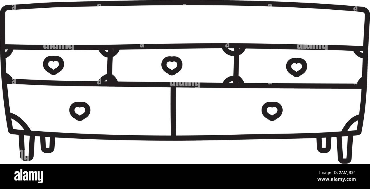 wooden drawers furniture hearts handles decoration vector illustration ...
