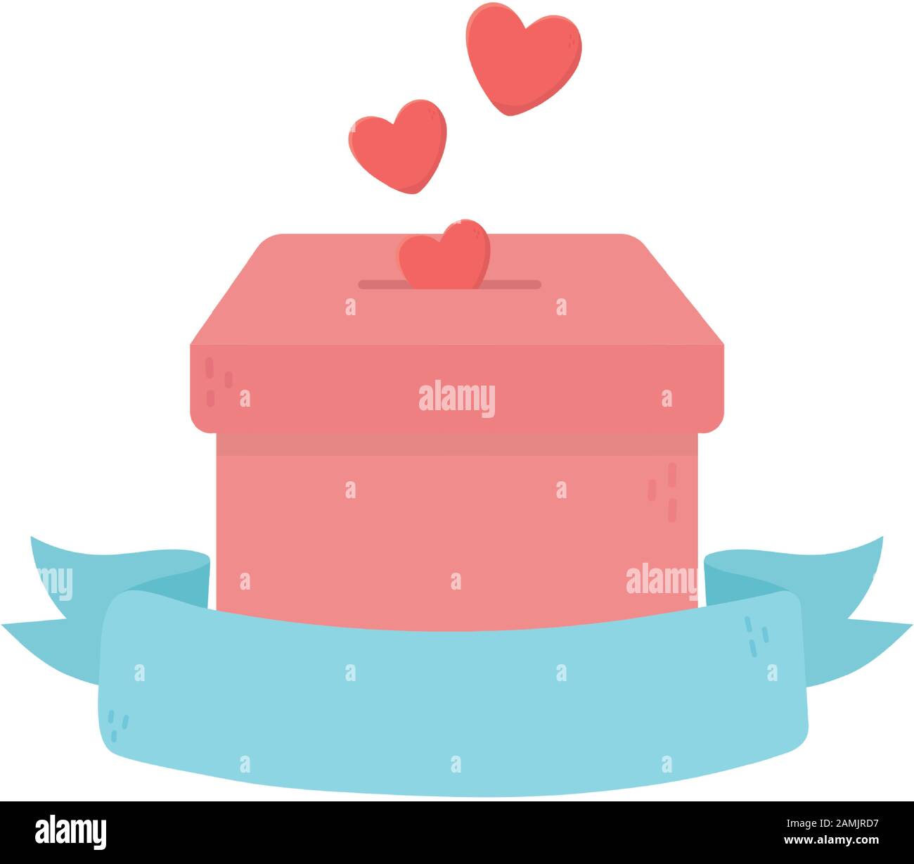 hearts in box charity and donation emblem vector illustration Stock ...