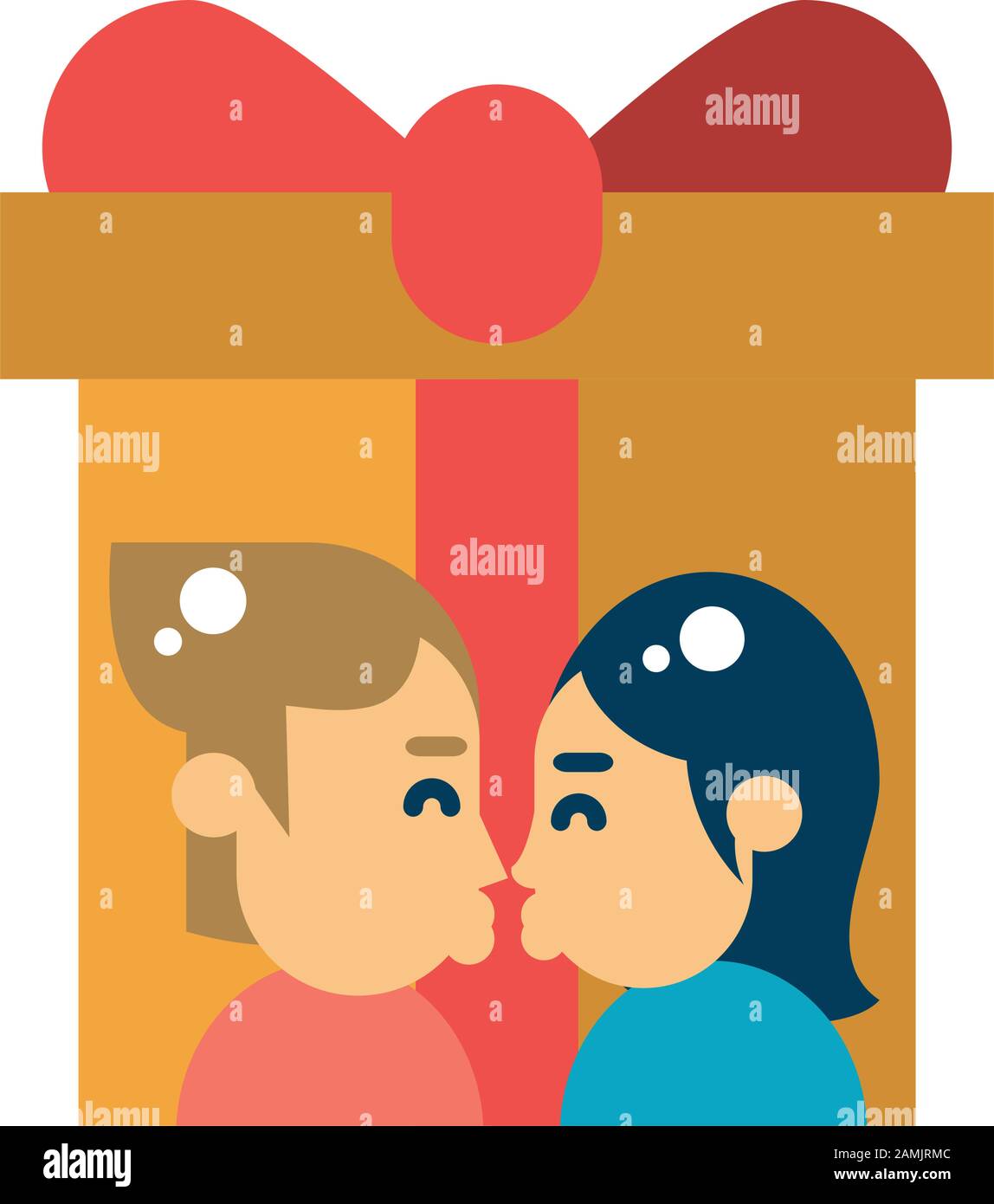 couple kissing with gift box present Stock Vector Image & Art - Alamy