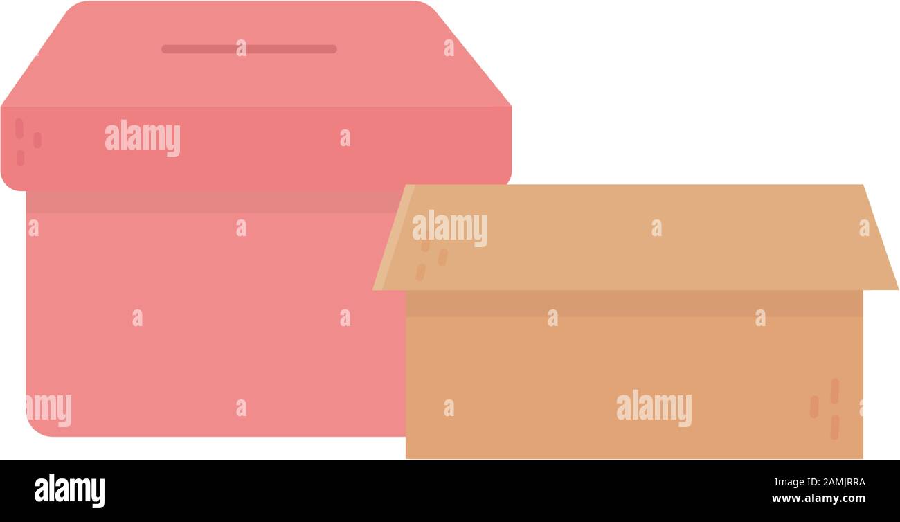 cardboard boxes on white background on white background vector ...