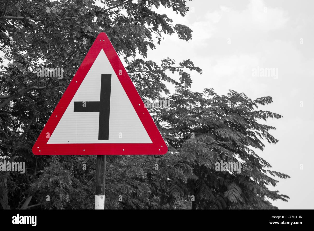 Indian road sign indicating intersection ahead in highway Stock Photo ...