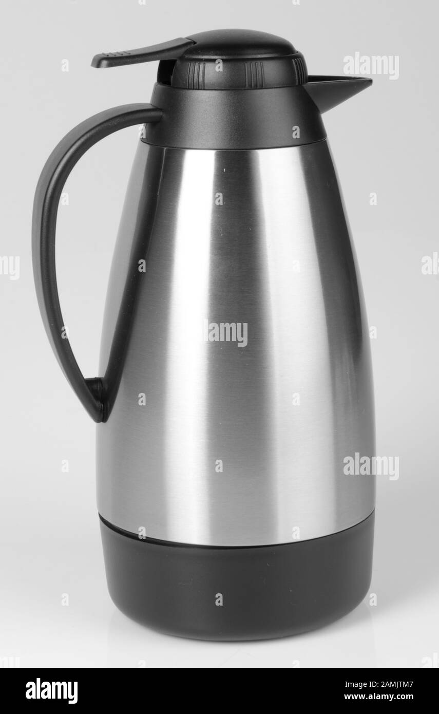Thermo or Thermo flask from stainless steel on background new Stock ...