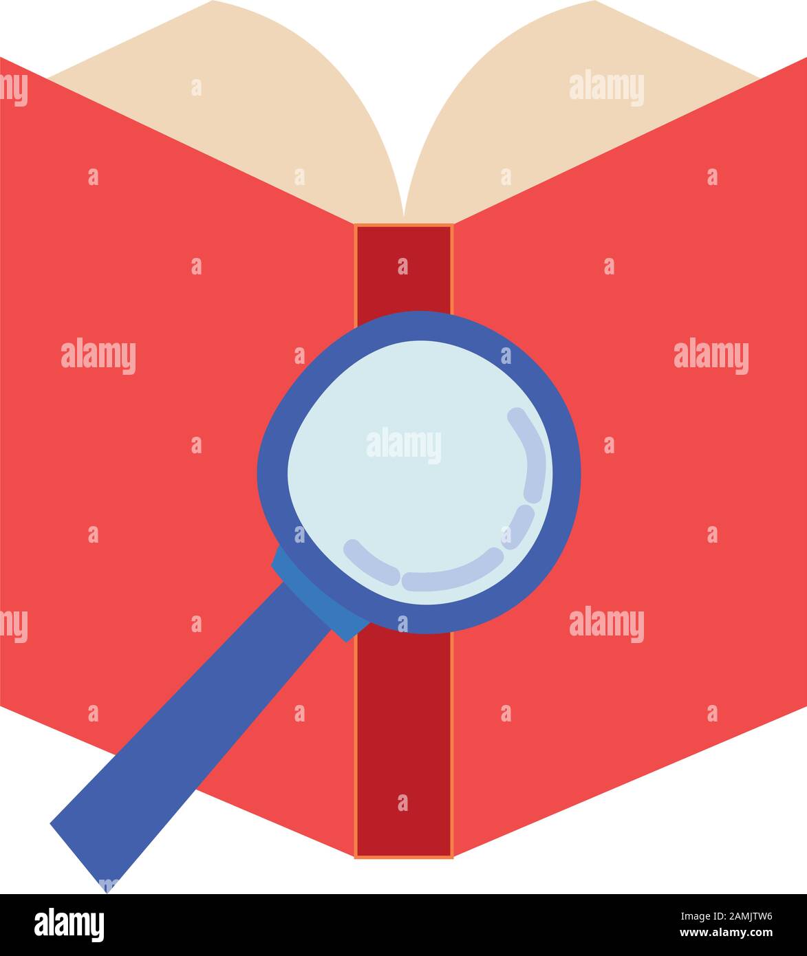 text book school with magnifying glass Stock Vector Image & Art - Alamy