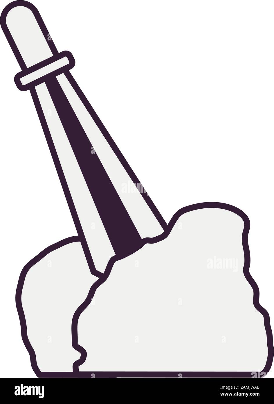 sword in stone fairytale object isolated icon Stock Vector Image & Art ...