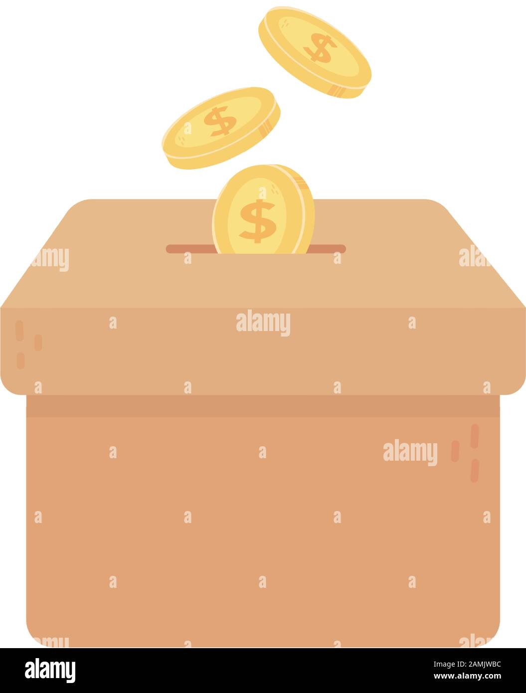 falling coins money in box charity and donation concept vector ...