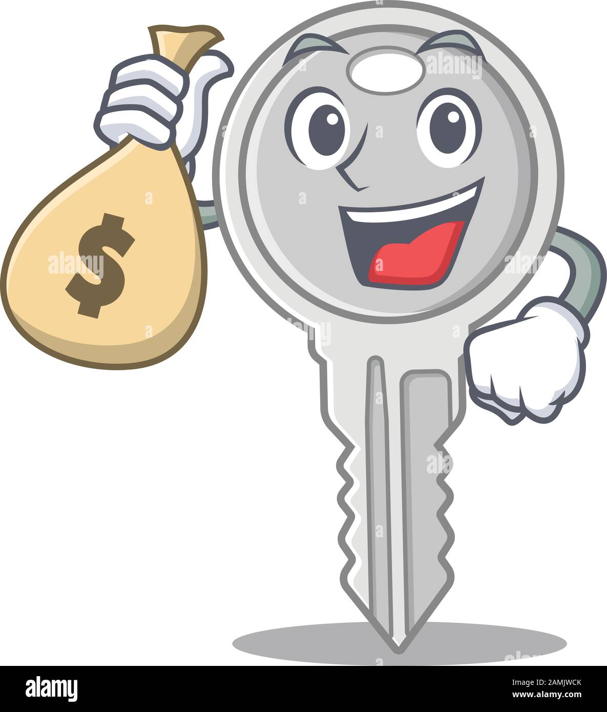 Happy rich key cartoon character with money bag Stock Vector Image ...