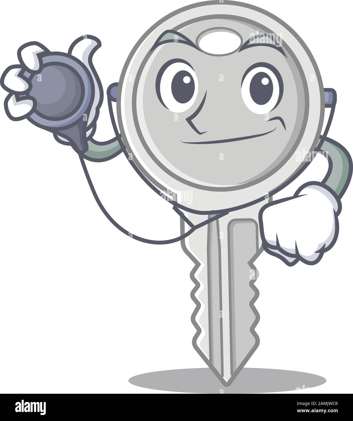 Smart and cool key cartoon character in a Doctor with tools Stock ...