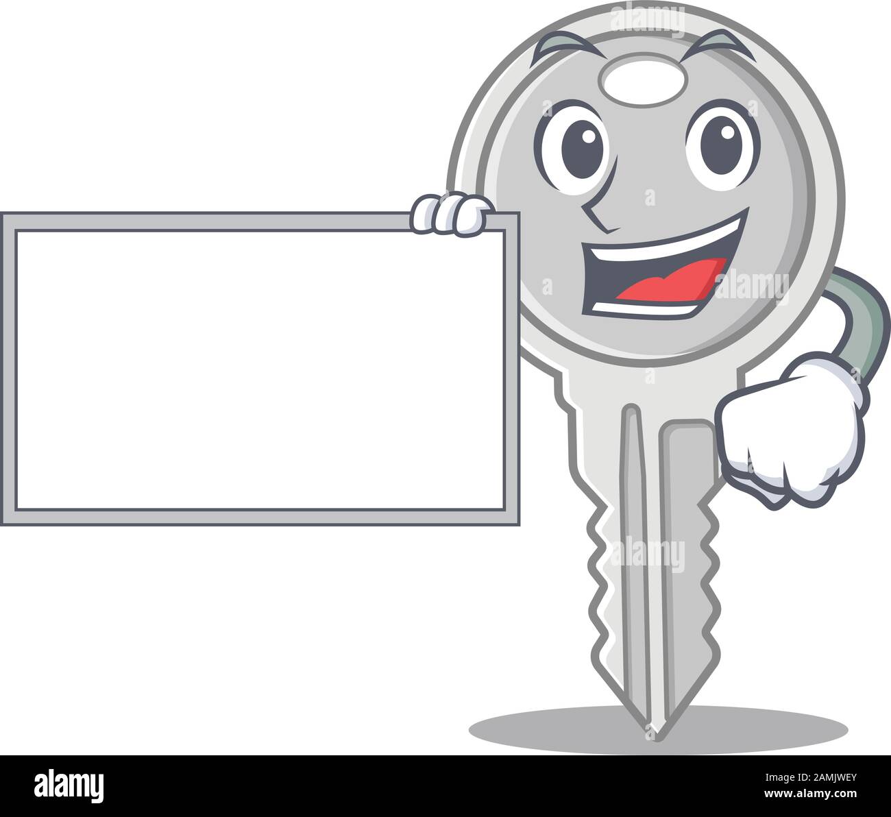 Funny key cartoon character design style with board Stock Vector Image ...
