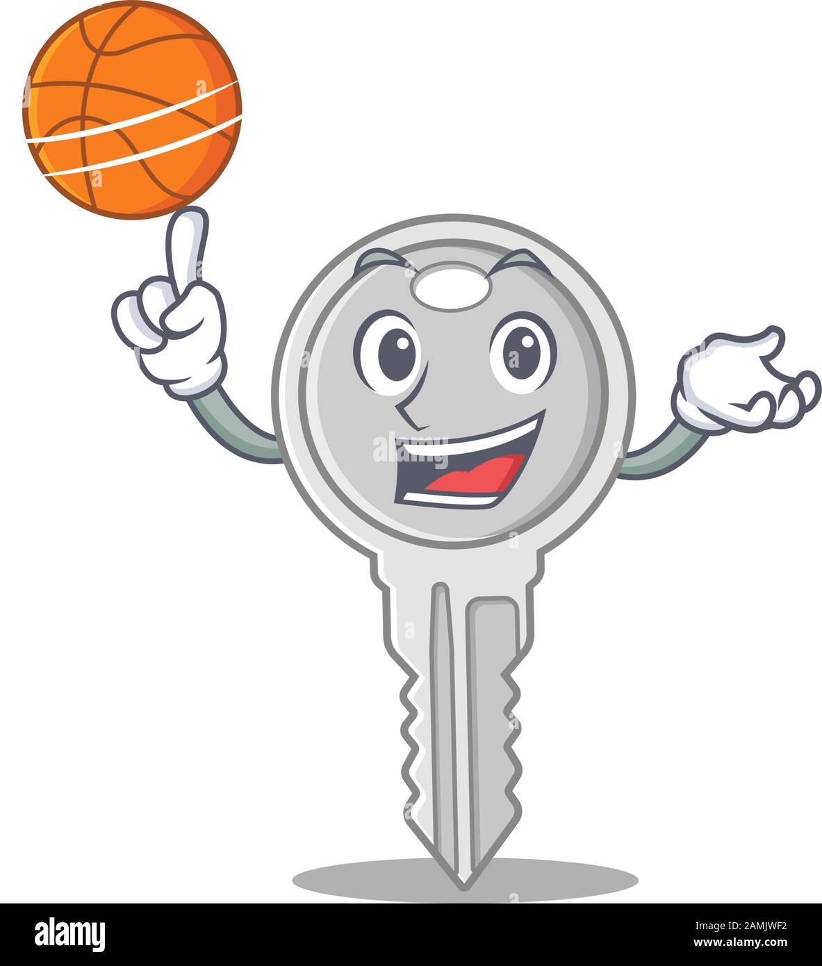 A mascot picture of key cartoon character playing basketball Stock ...