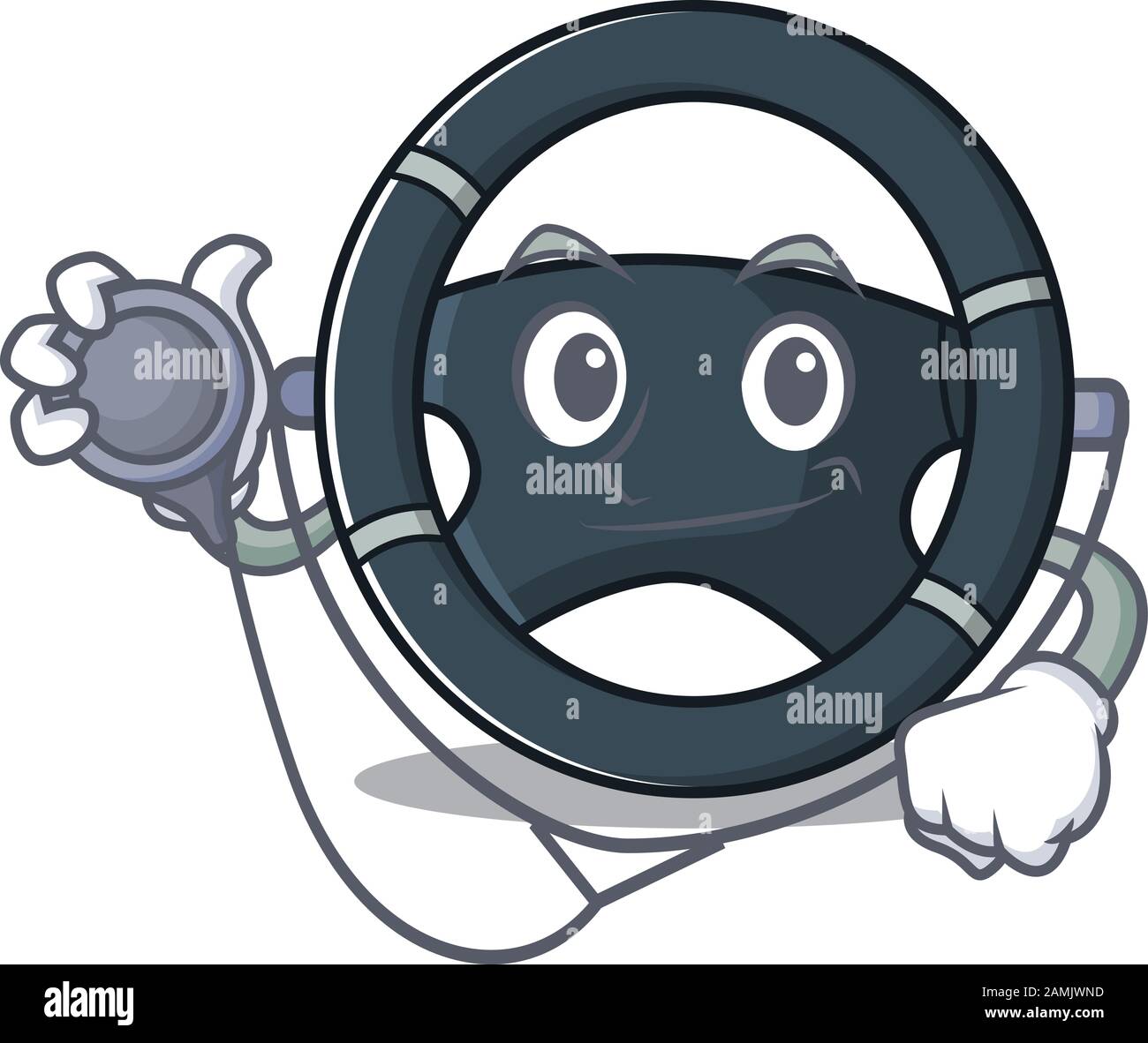 Smart and cool car steering cartoon character in a Doctor with tools ...