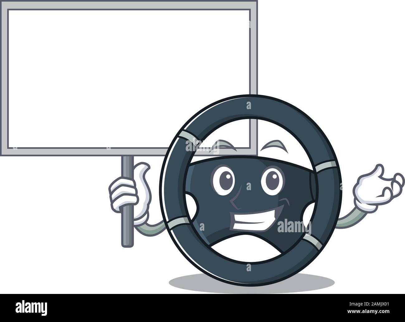 A cute picture of car steering cute cartoon character bring a board ...