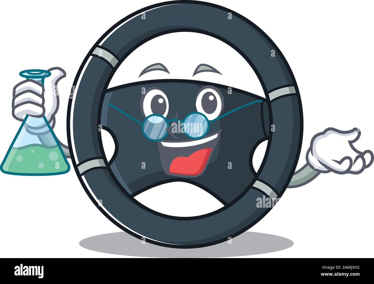 Smart Professor car steering cartoon character with glass tube Stock ...