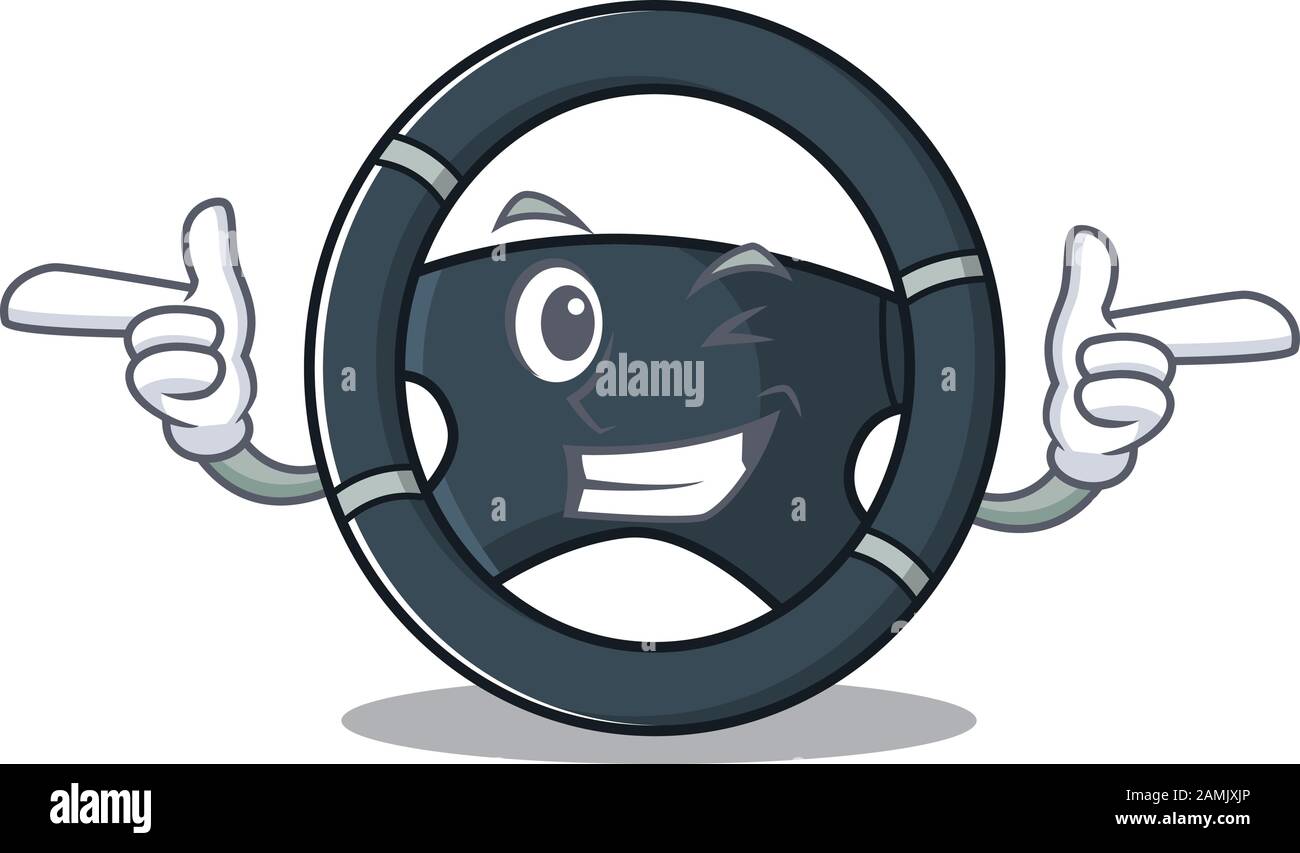 mascot cartoon design of car steering with Wink eye Stock Vector Image ...