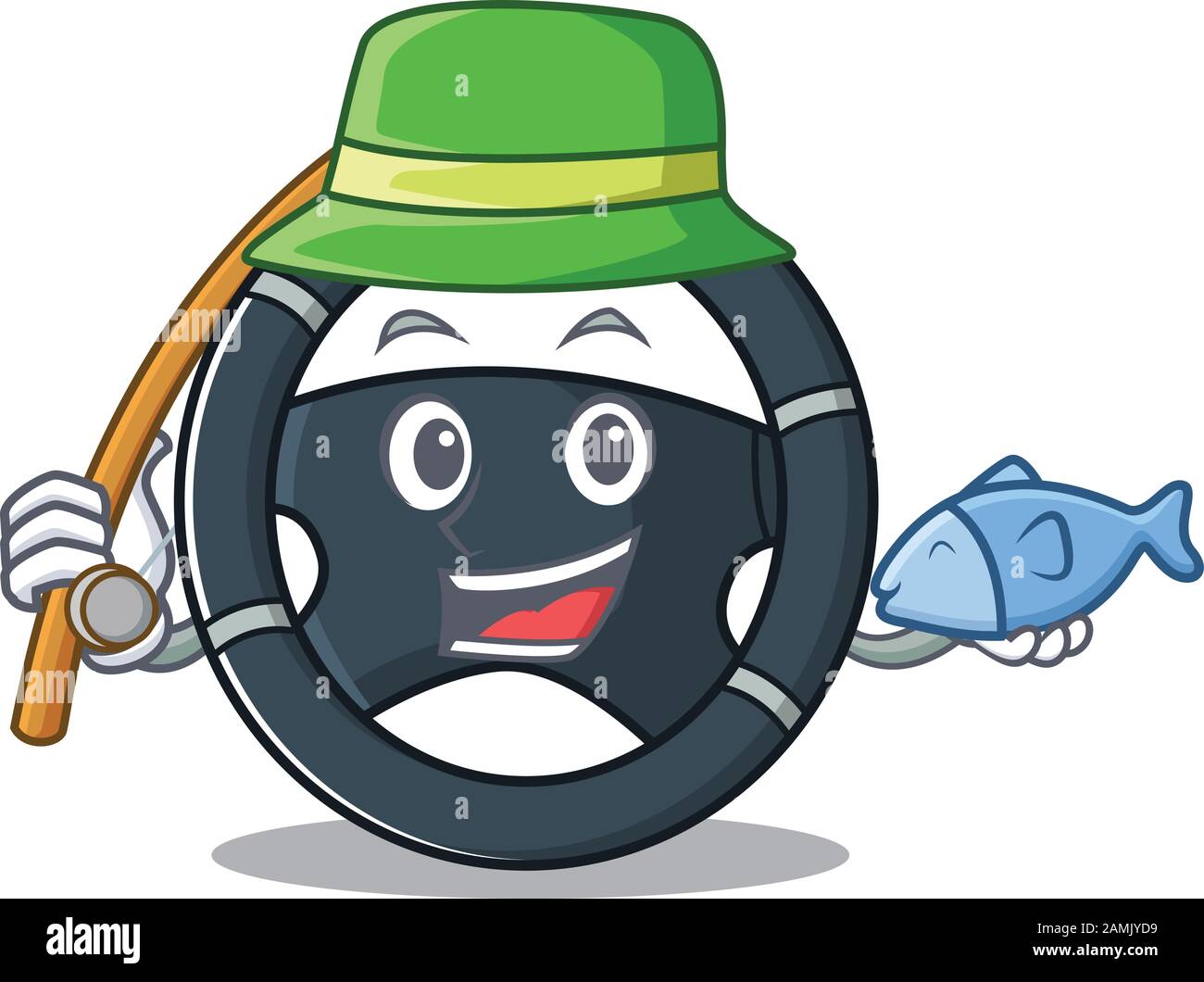 A Picture of happy Fishing car steering design Stock Vector Image & Art ...
