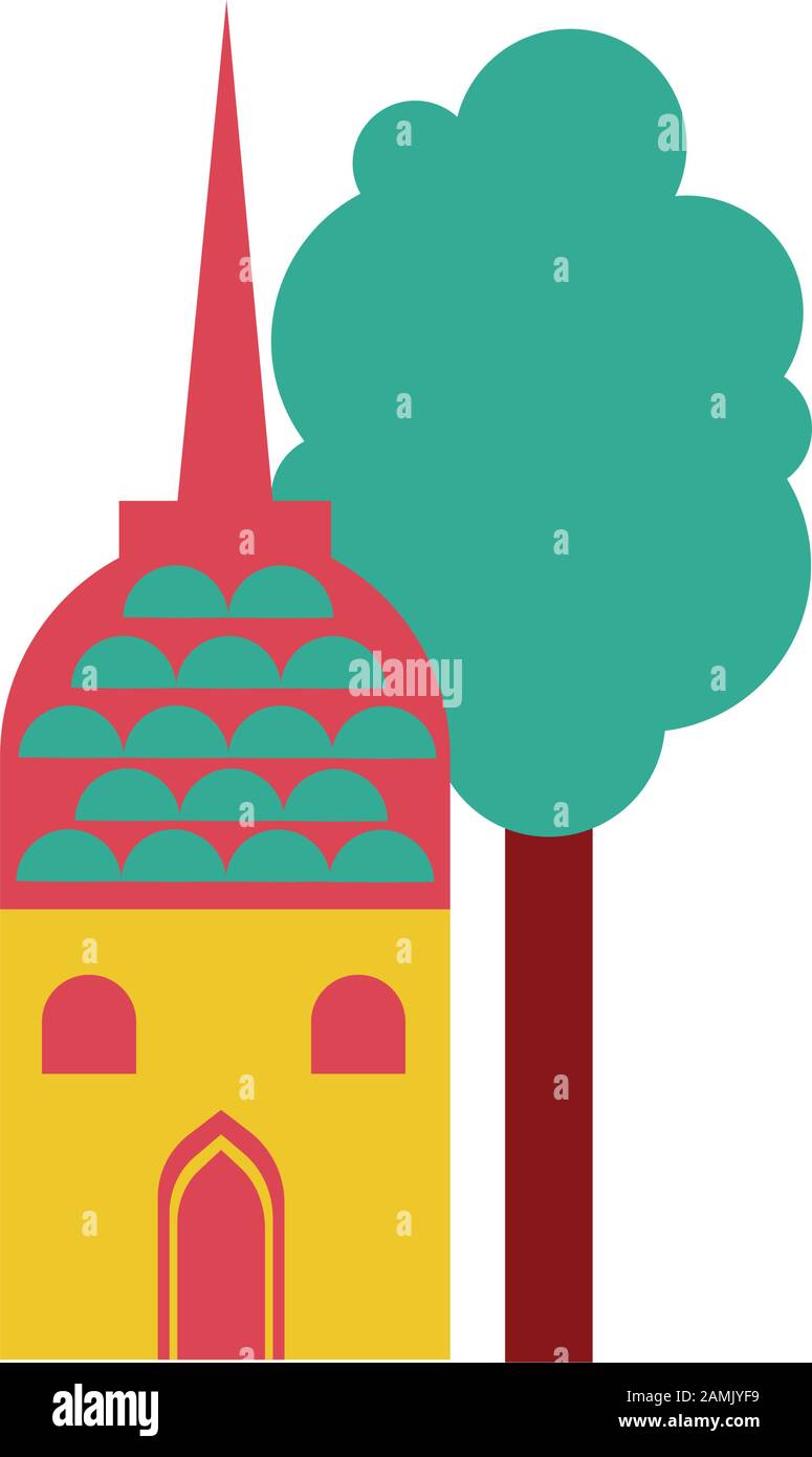 cute fairytale castle with tree plant Stock Vector Image & Art - Alamy