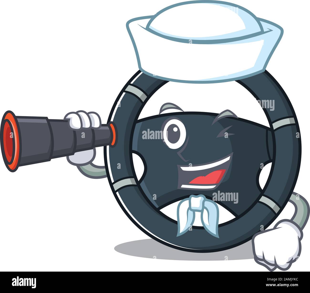 Car steering cartoon happy Sailor style with binocular Stock Vector ...