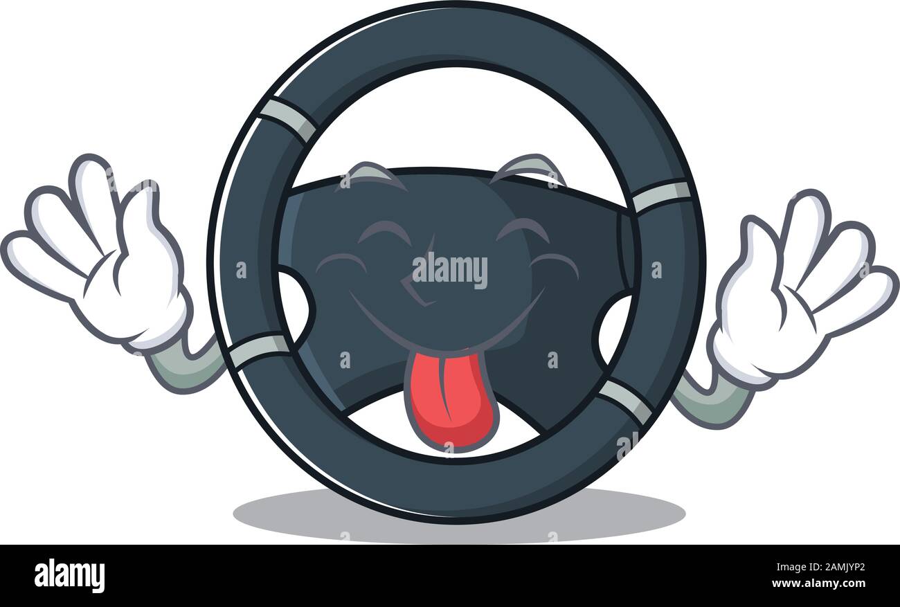 Cute car steering cartoon mascot style with Tongue out Stock Vector ...