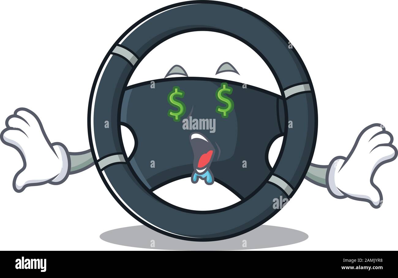 Happy rich car steering with Money eye cartoon character style Stock ...