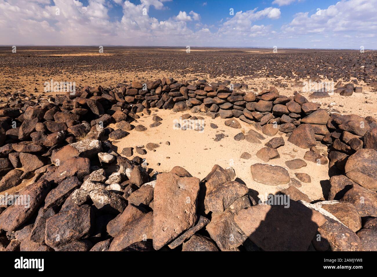 Desert Kite, kite site is ancient ruins, as trap for hunting, made by ...