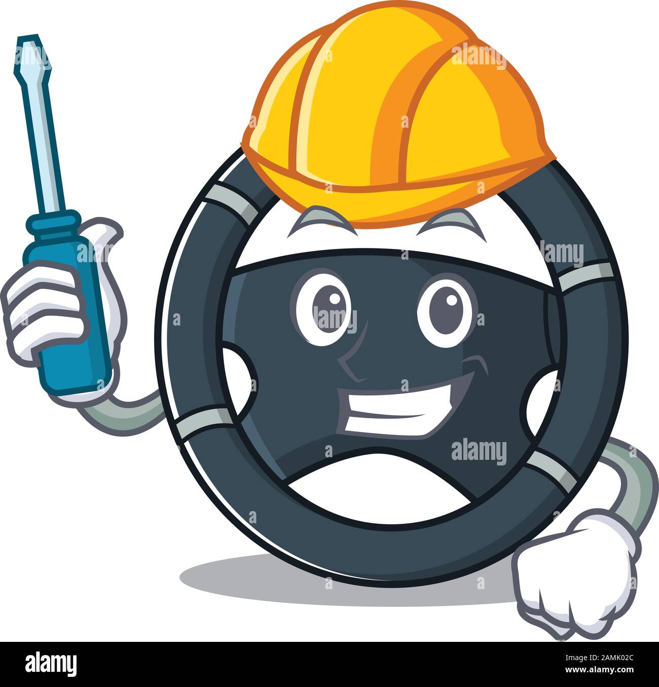 Cool automotive car steering in cartoon character style Stock Vector ...