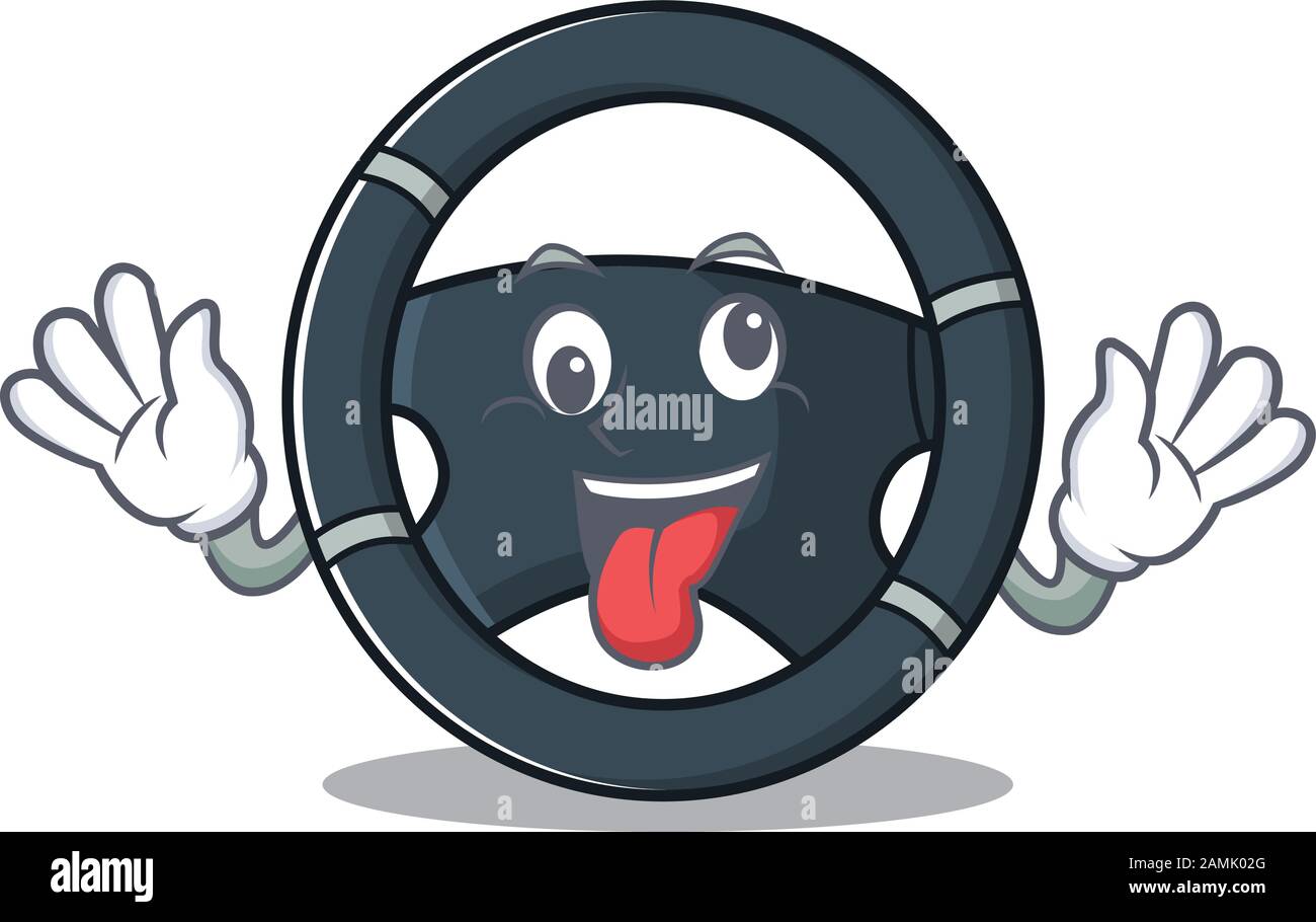 Car steering Cartoon character style with a crazy face Stock Vector ...