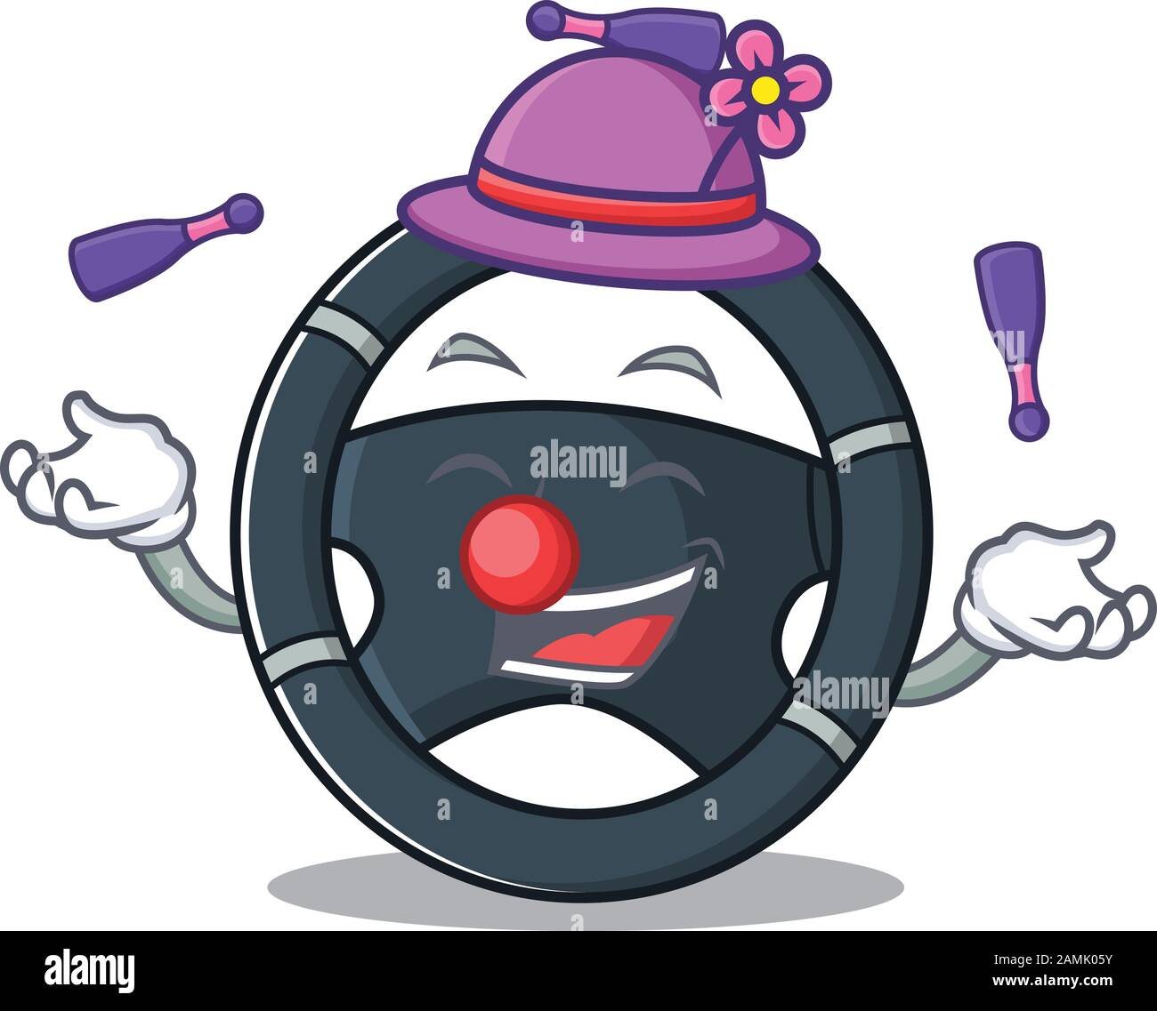 Smart car steering cartoon character design playing Juggling Stock ...