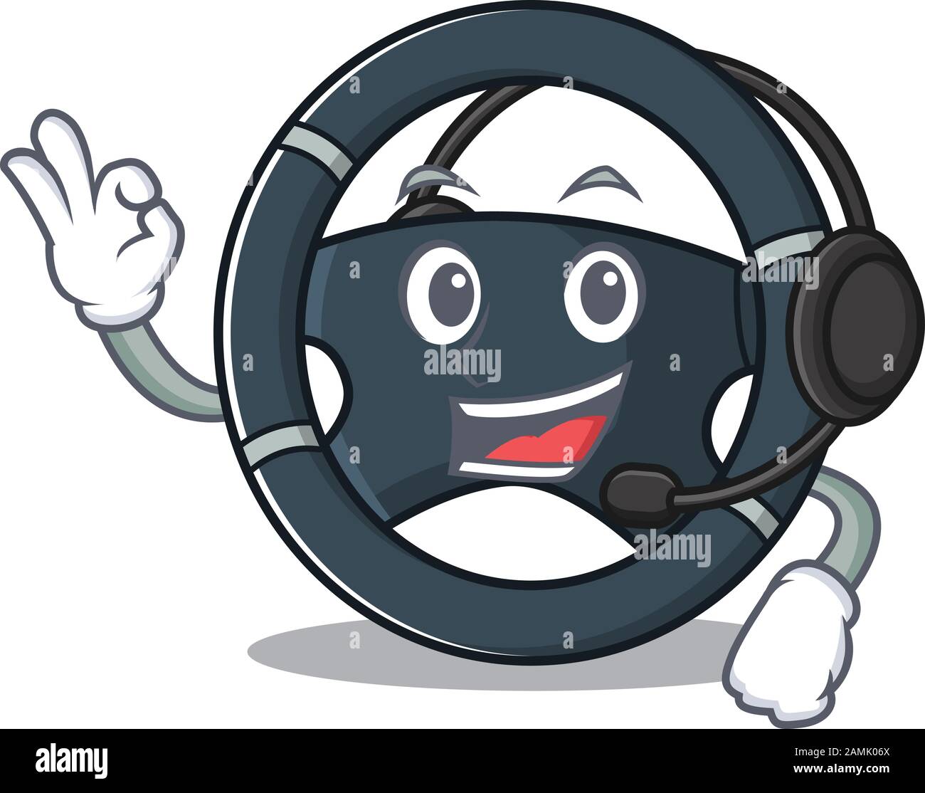Smiley car steering cartoon character design wearing headphone Stock ...