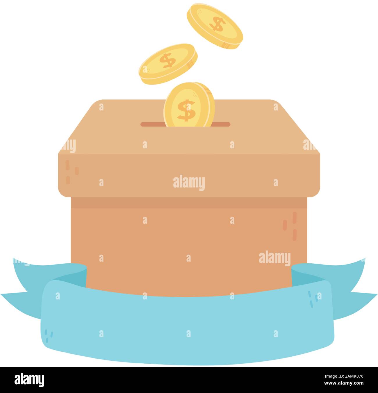 falling coins money in box charity and donation emblem vector ...