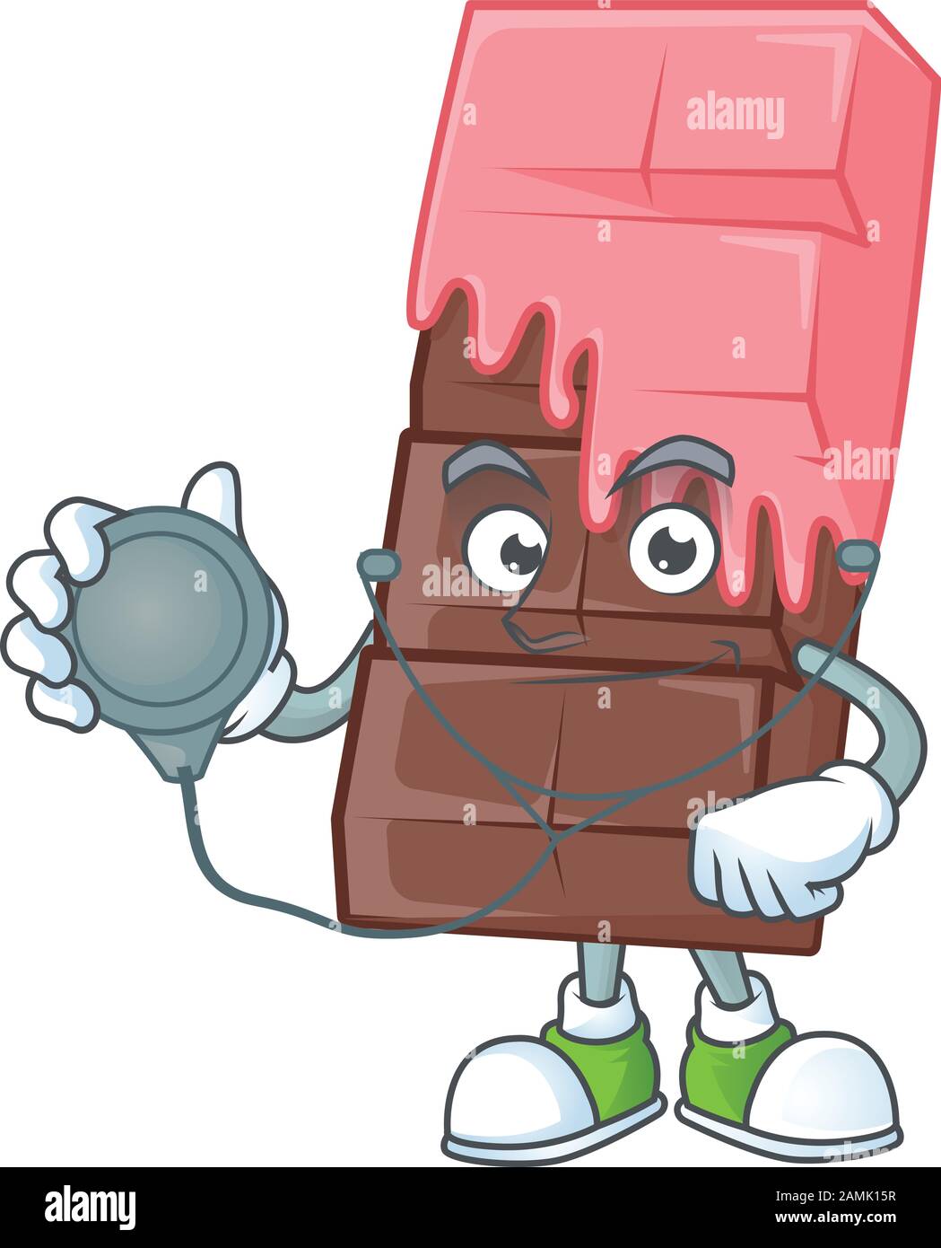 Chocolate bar with pink cream cartoon character style in a Doctor ...