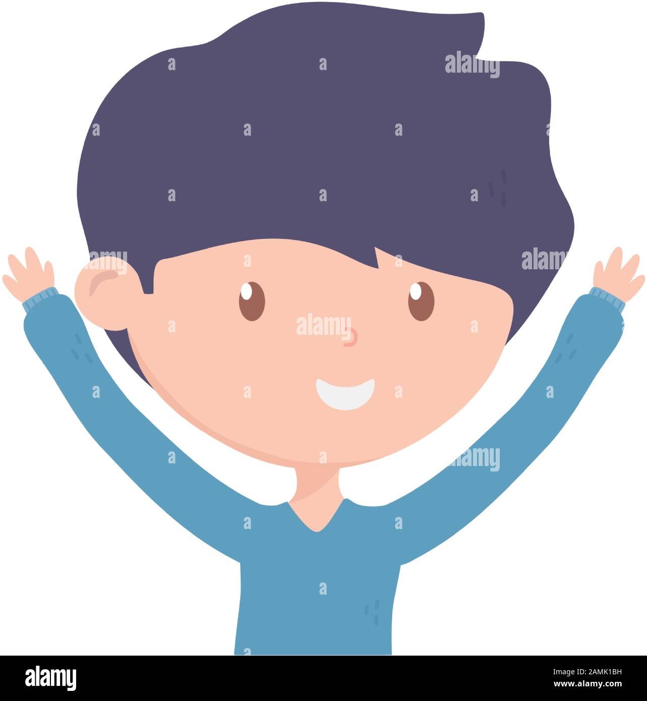 young man hands up cartoon on white background vector illustration ...