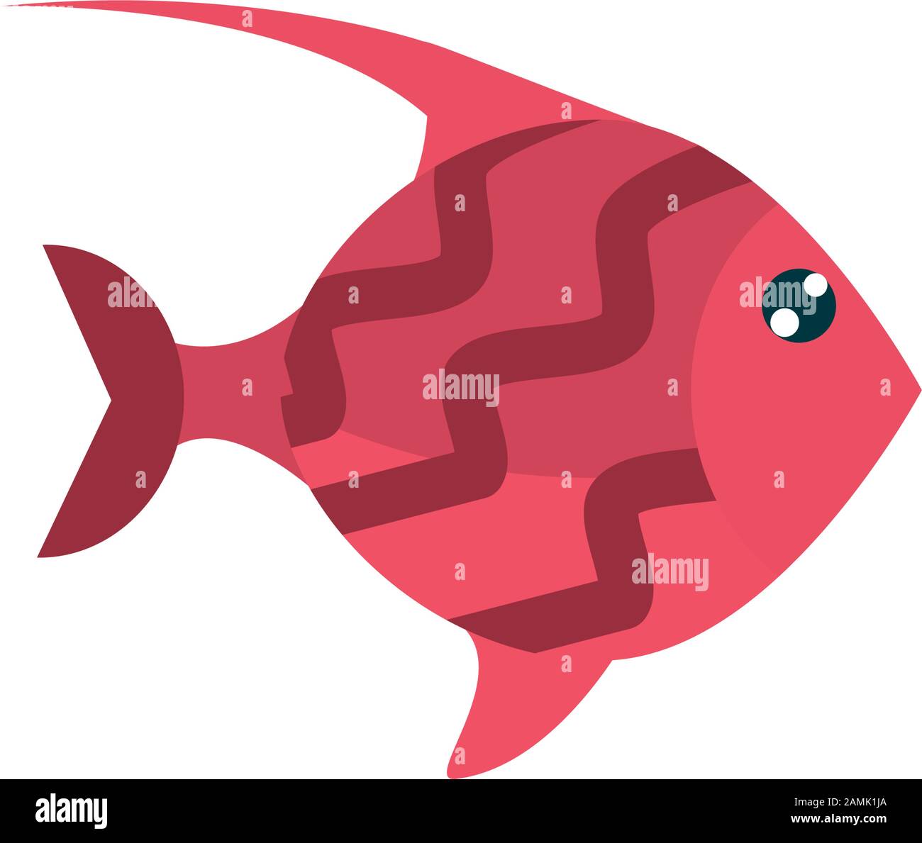 marine life, red fish cartoon sea fauna animal on white background ...