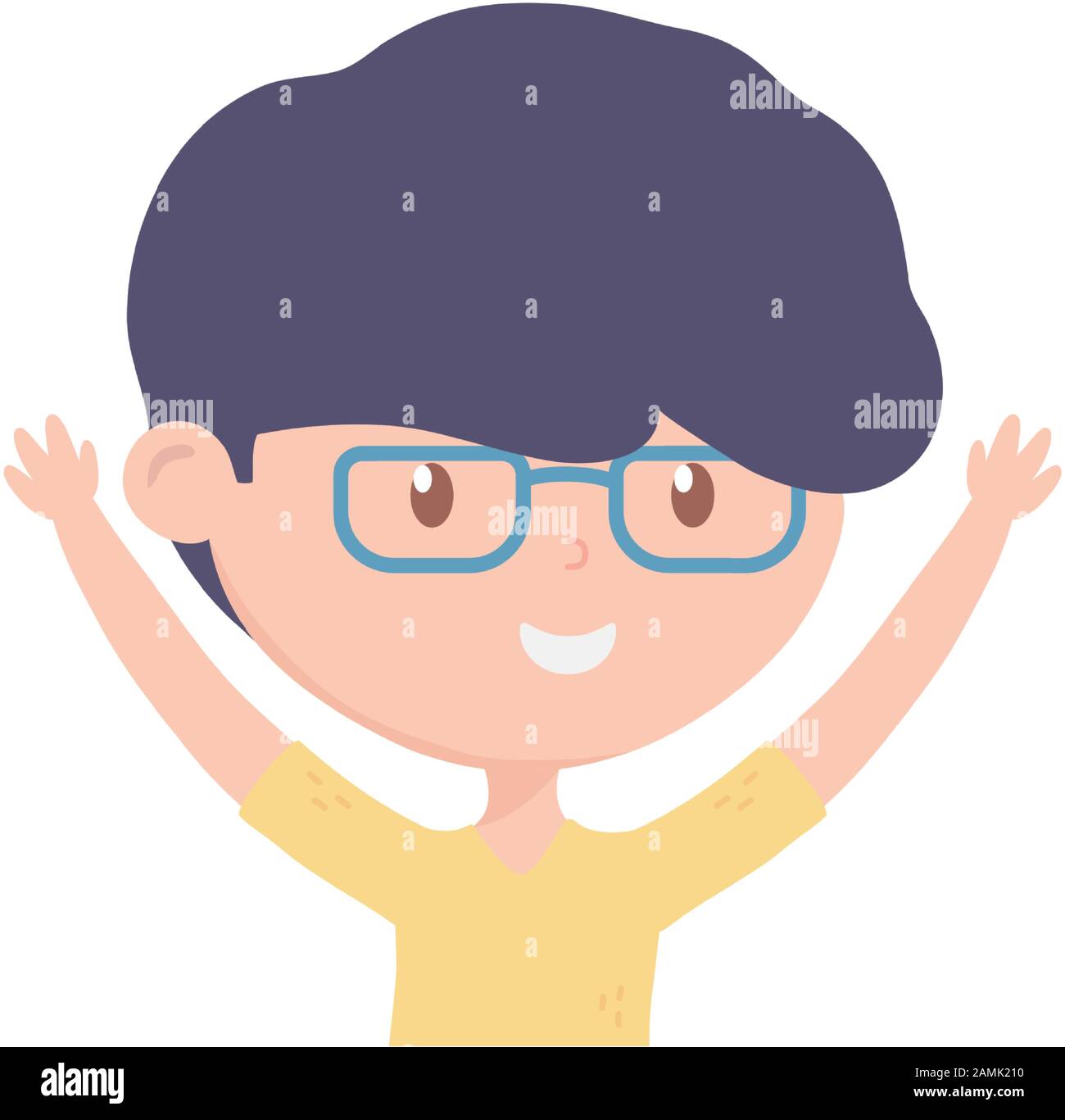 young man hands up cartoon on white background vector illustration ...
