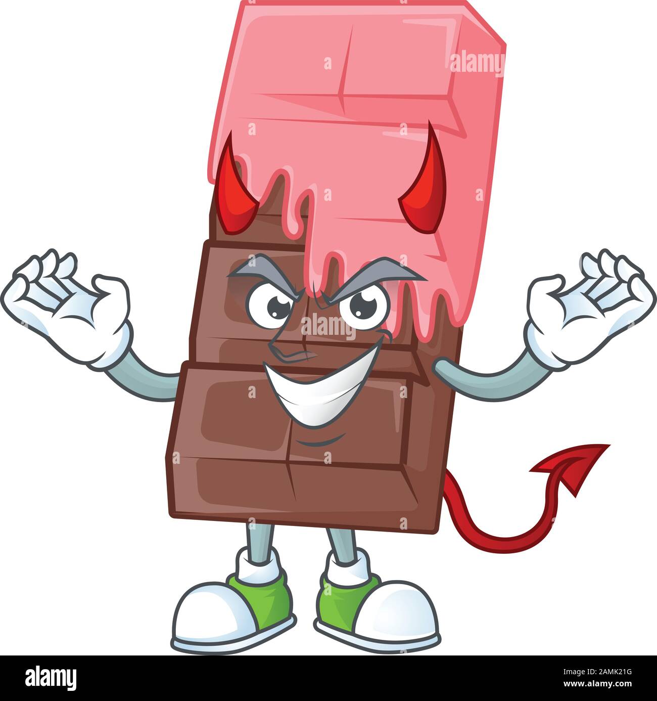 Devil chocolate bar with pink cream Cartoon character design Stock ...