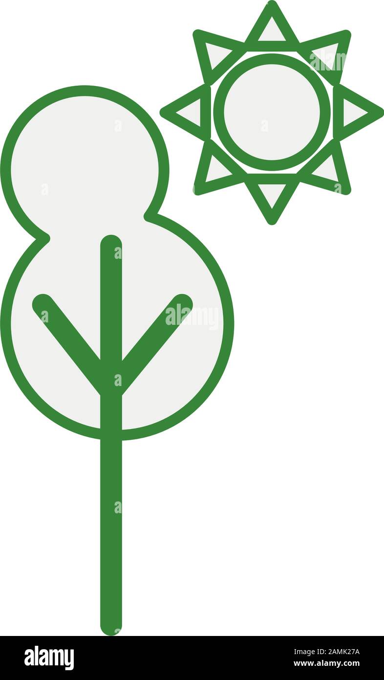 tree plant forest with sun icon Stock Vector Image & Art - Alamy