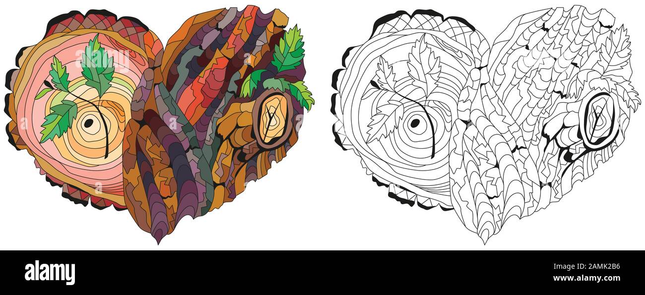 Vector Adult Coloring Book Textures with tree bark texture. Hand ...
