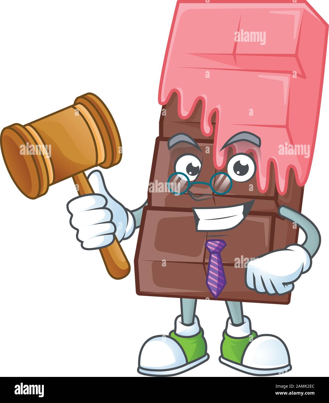 Smart Judge chocolate bar with pink cream in mascot cartoon character ...