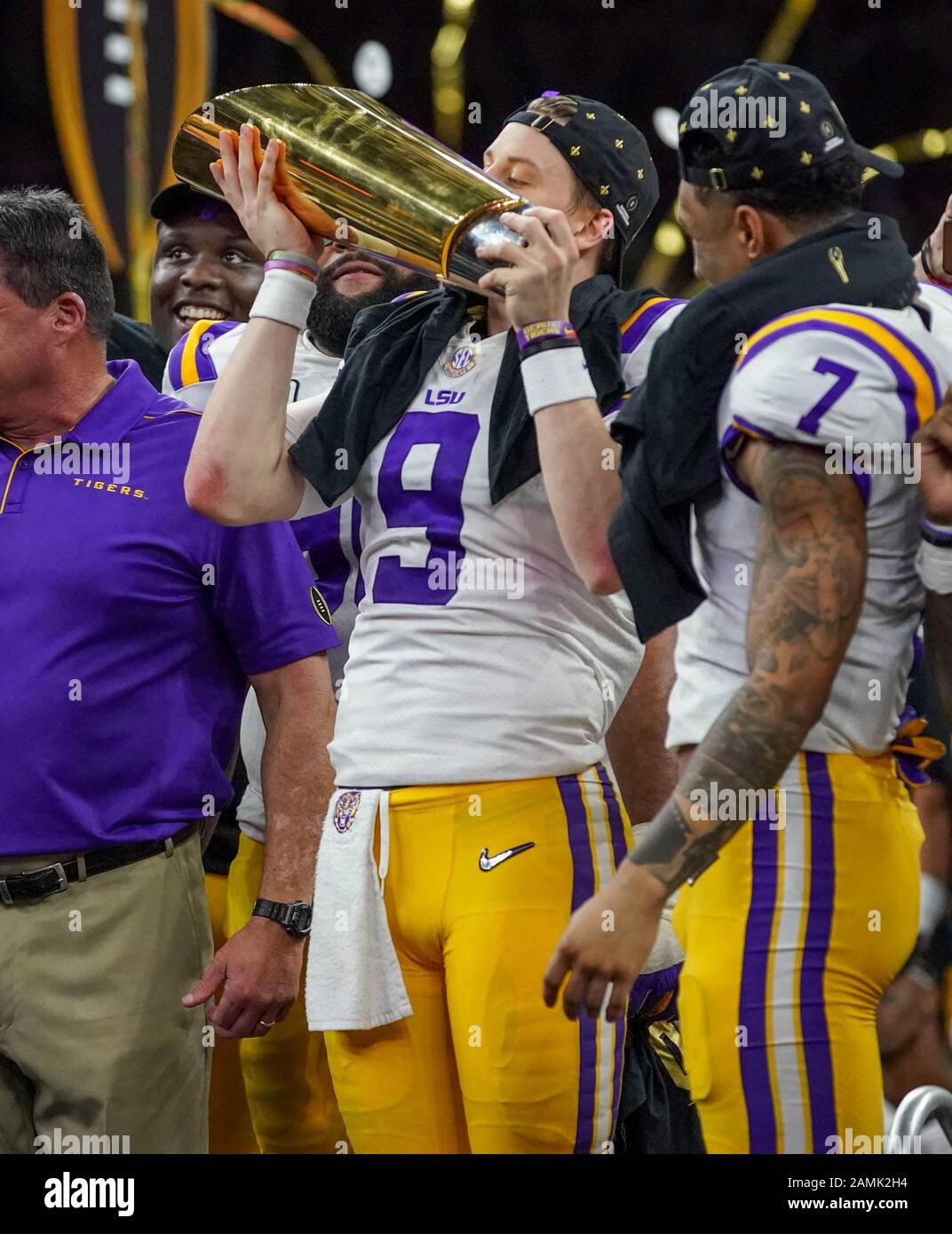 New Orleans, LA, USA. 13th Jan, 2020. LSU's Joe Burrow (9) kisses the ...