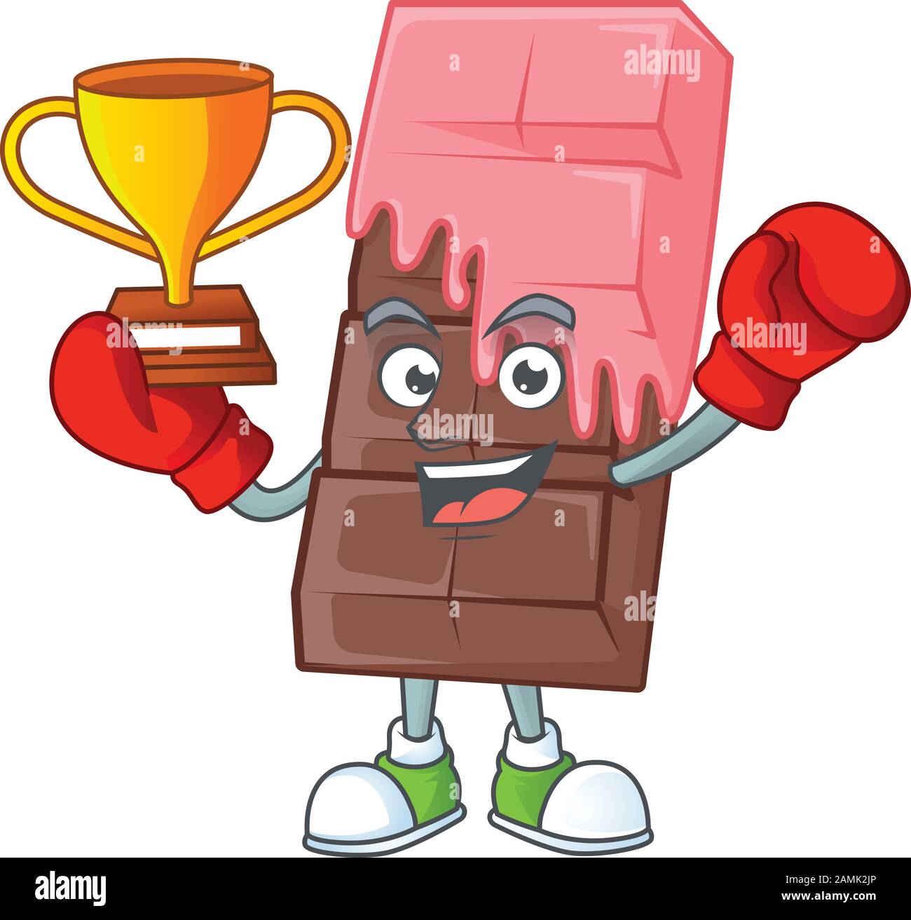 fantastic Boxing winner of chocolate bar with pink cream in mascot ...