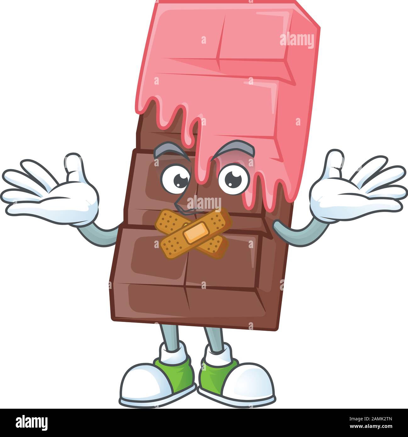 a silent gesture of chocolate bar with pink cream mascot cartoon ...